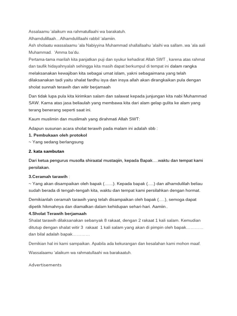 Protokol Acara Ramadhan 2018 | PDF