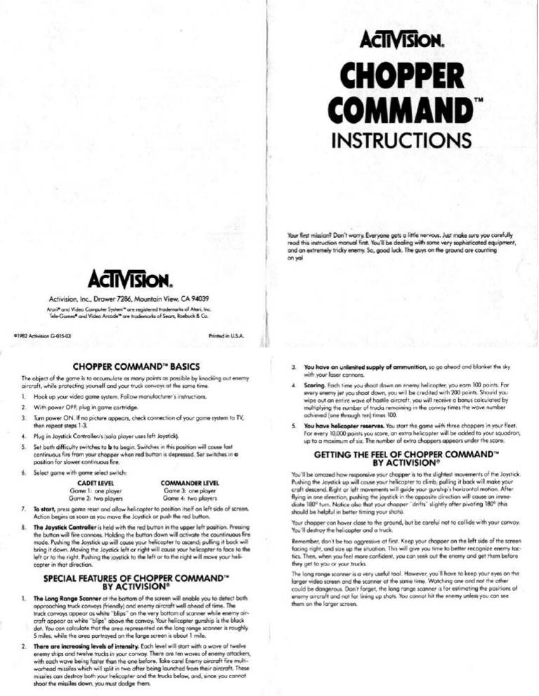 Chopper Command (Atari 2600)(US) | PDF
