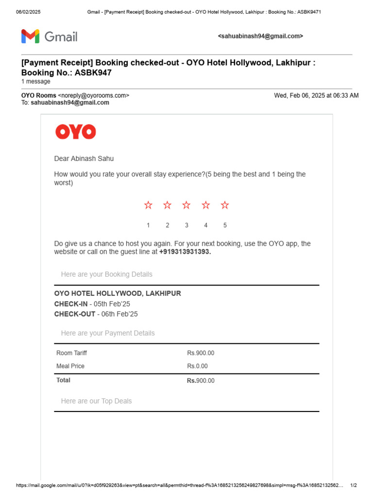 Extracted Toaz - Info Oyo Bill Sample PR | PDF
