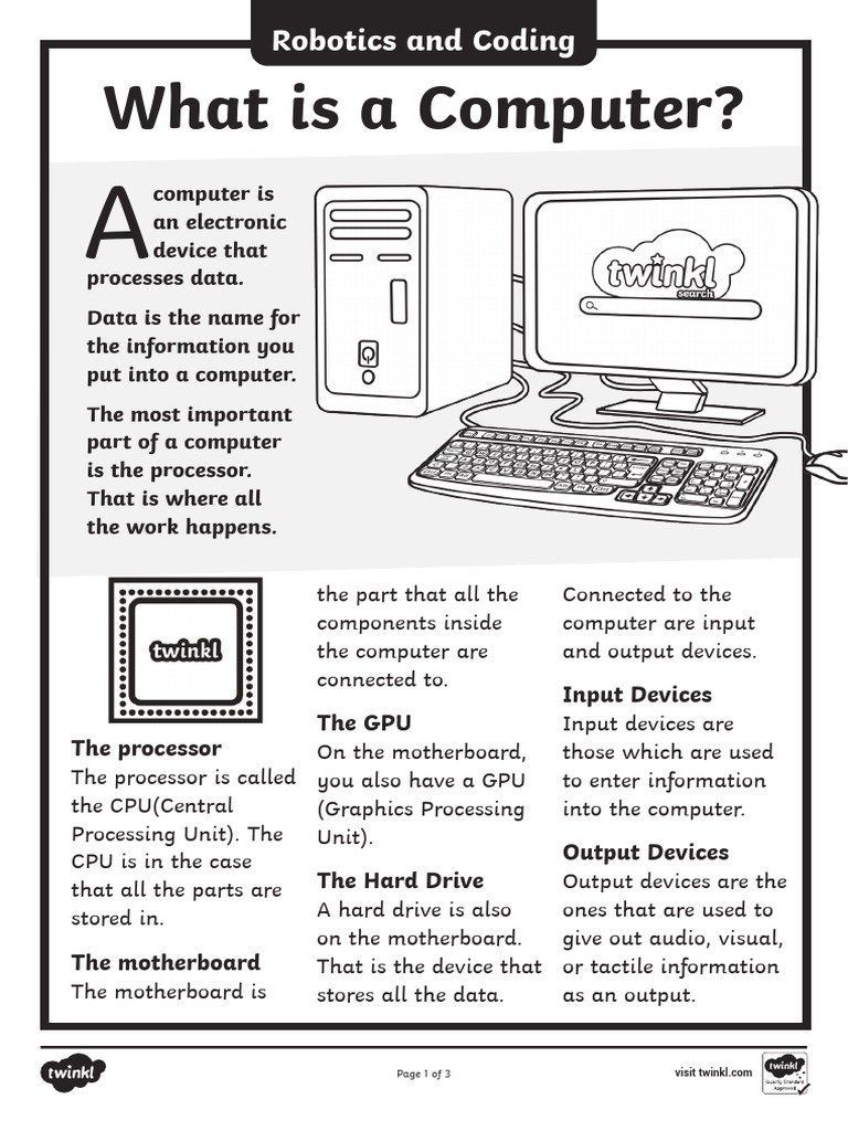 Za NST 1705309939 Robotics and Coding Grade R Introduction To Computers - B&W | PDF