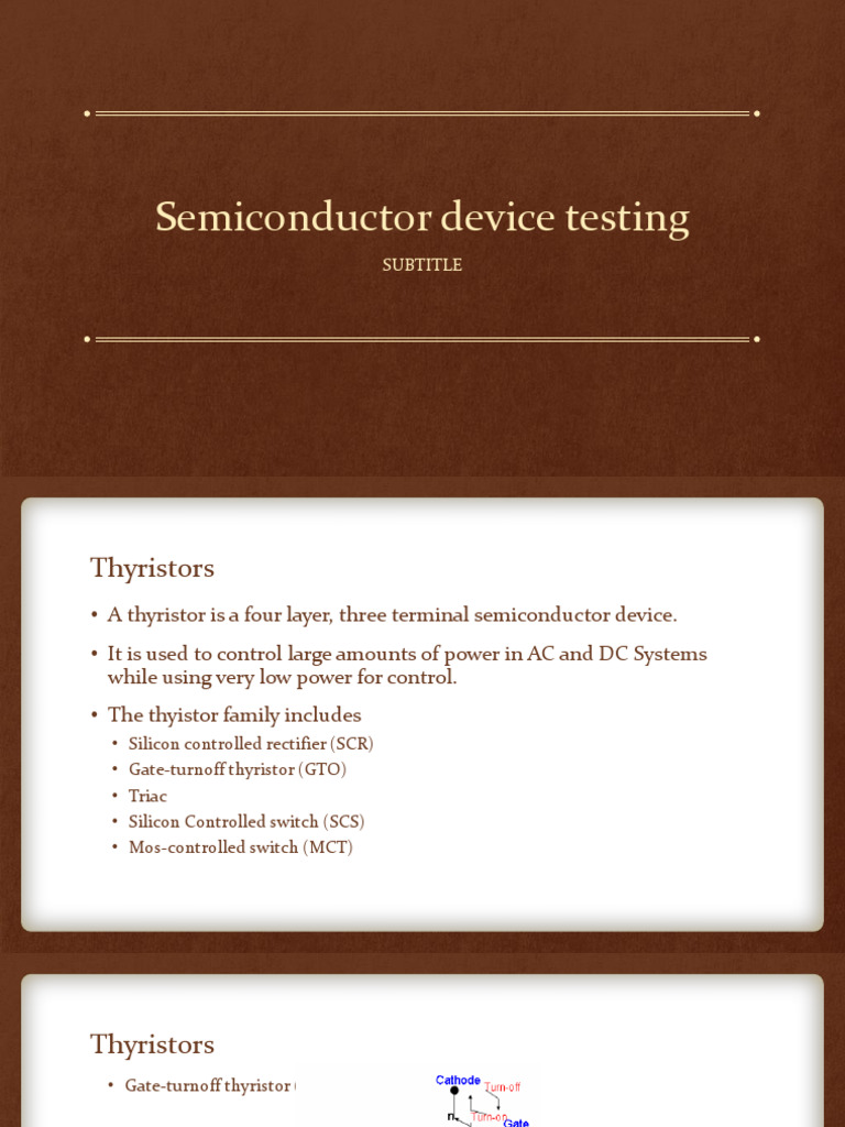 Semiconductor Device Testing - Thyristors and IGBT | PDF | Bipolar ...