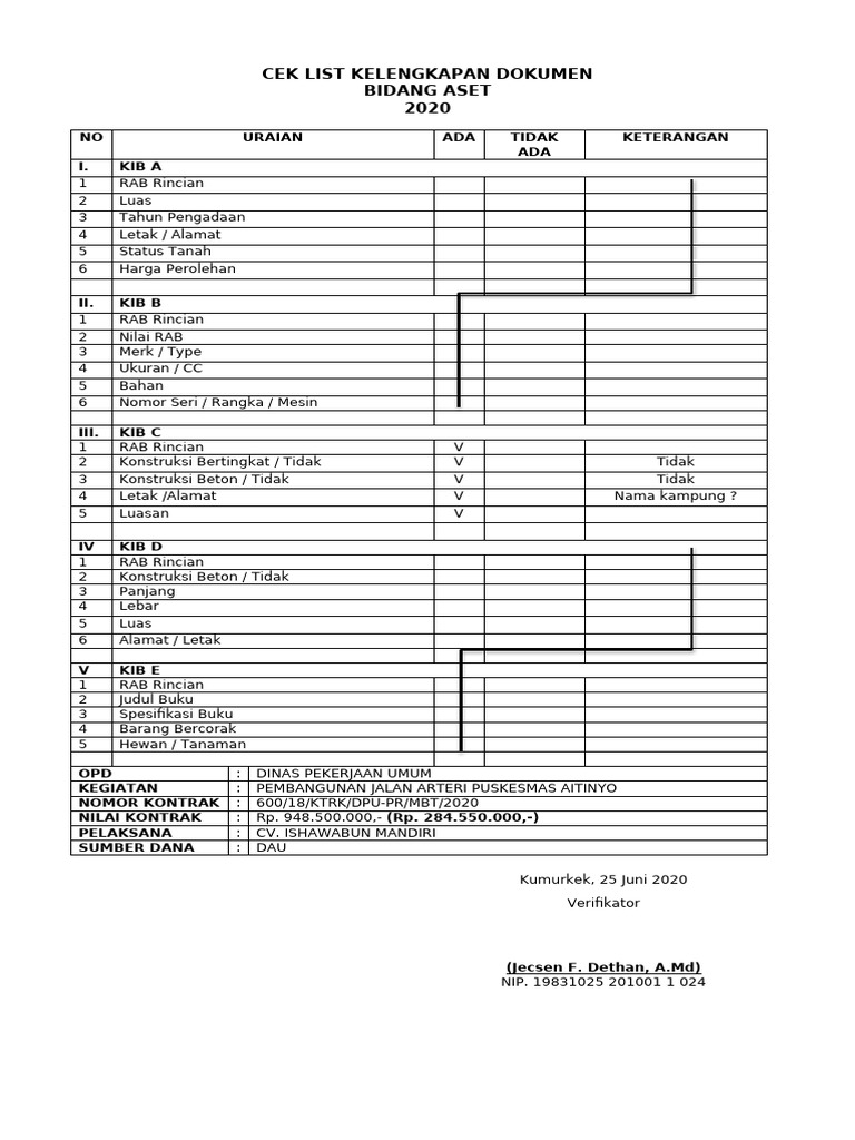 Chek List 2020 | PDF