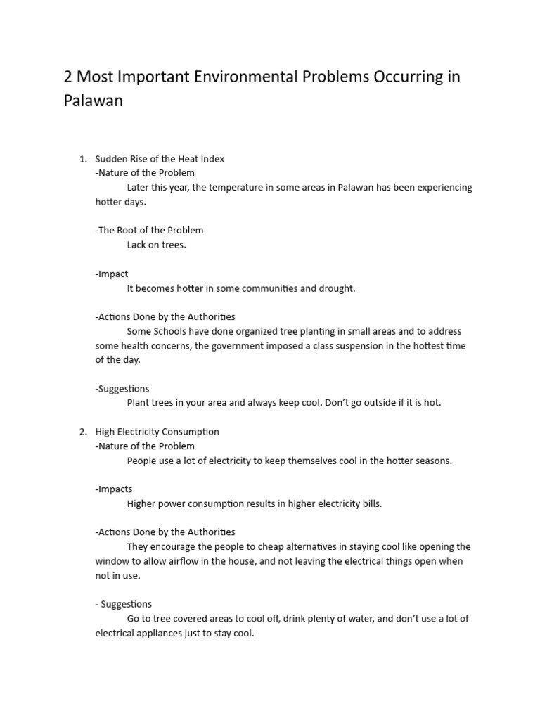 2 Most Important Environmental Problems Occurring in Palawan | PDF