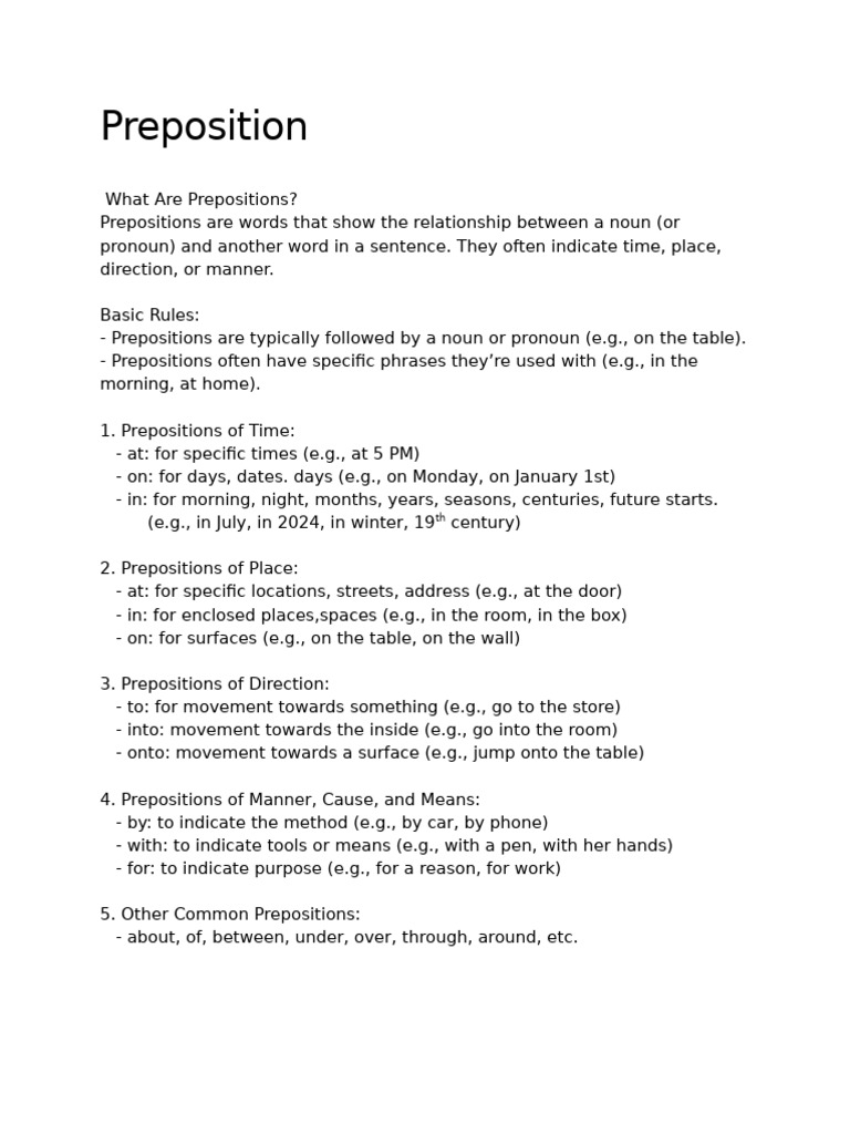 Understanding Prepositions: A Guide | PDF