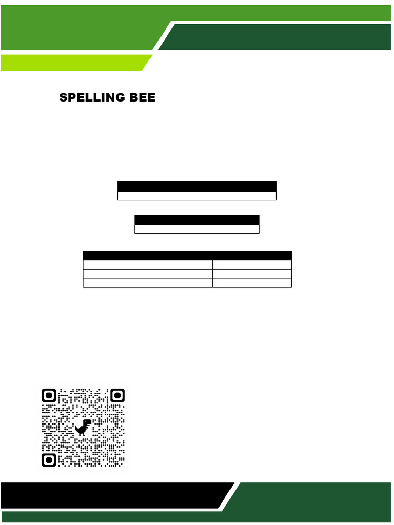 Spelling Bee 2024 Sped English Festival | PDF