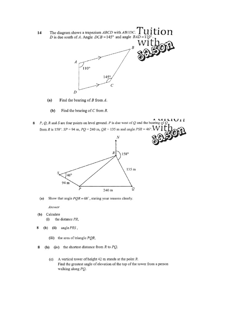 Sec 3 Emath Trigonometry Practice Questions 2 Pdf