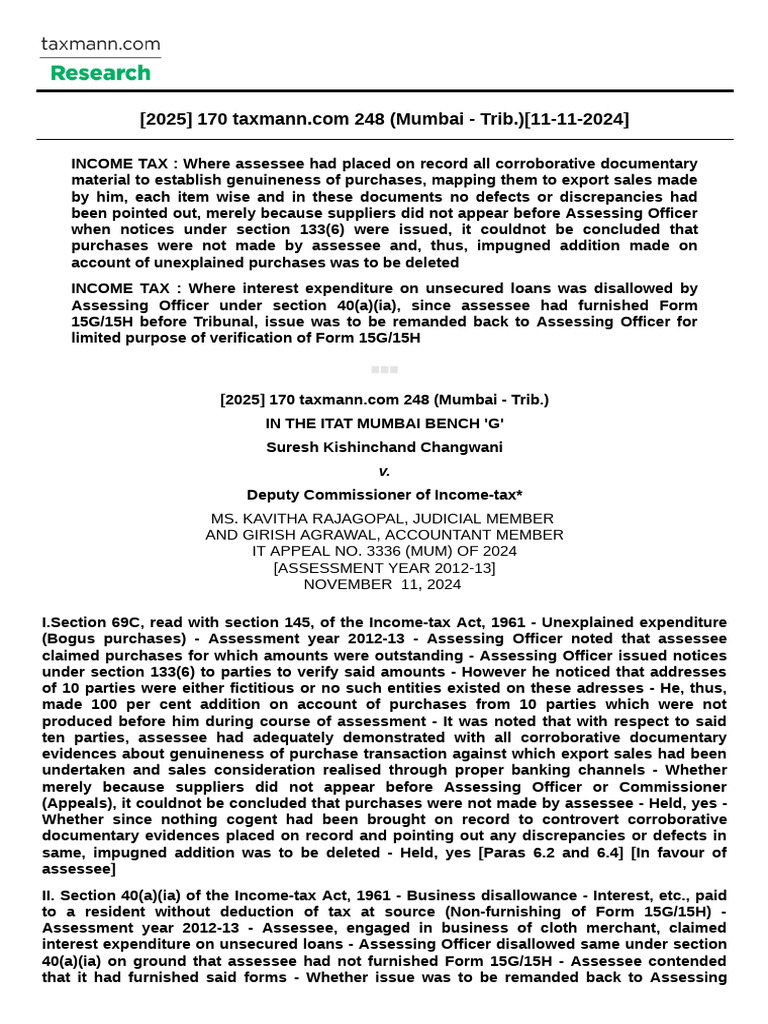 Income Tax Ruling on Unexplained Purchases | PDF | Taxes | Value Added Tax