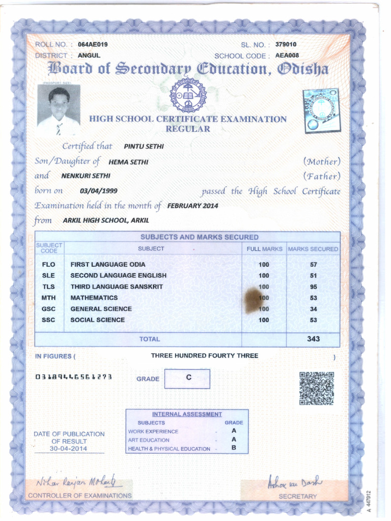 10 TH Certificate | PDF