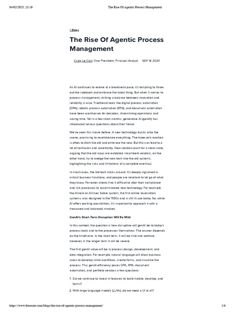 The Rise Of Agentic Process Management | PDF