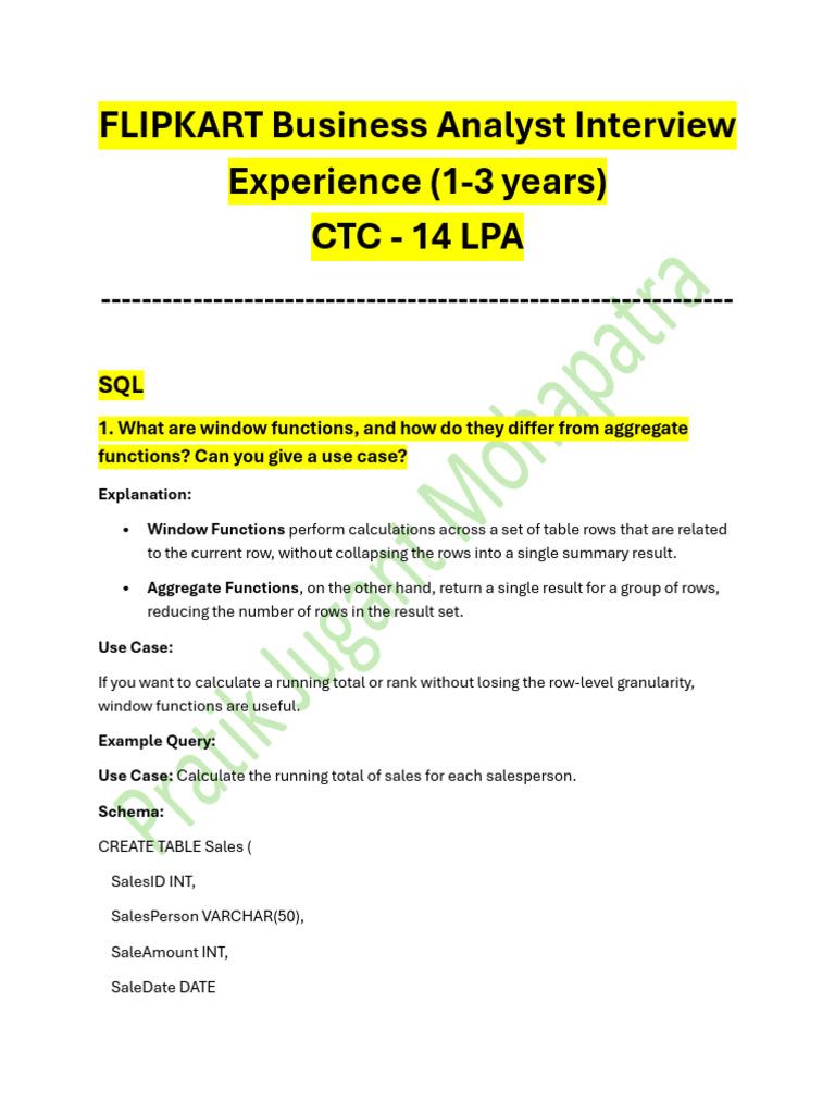 Flipkart Analyst Interview Insights | PDF | Database Index ...