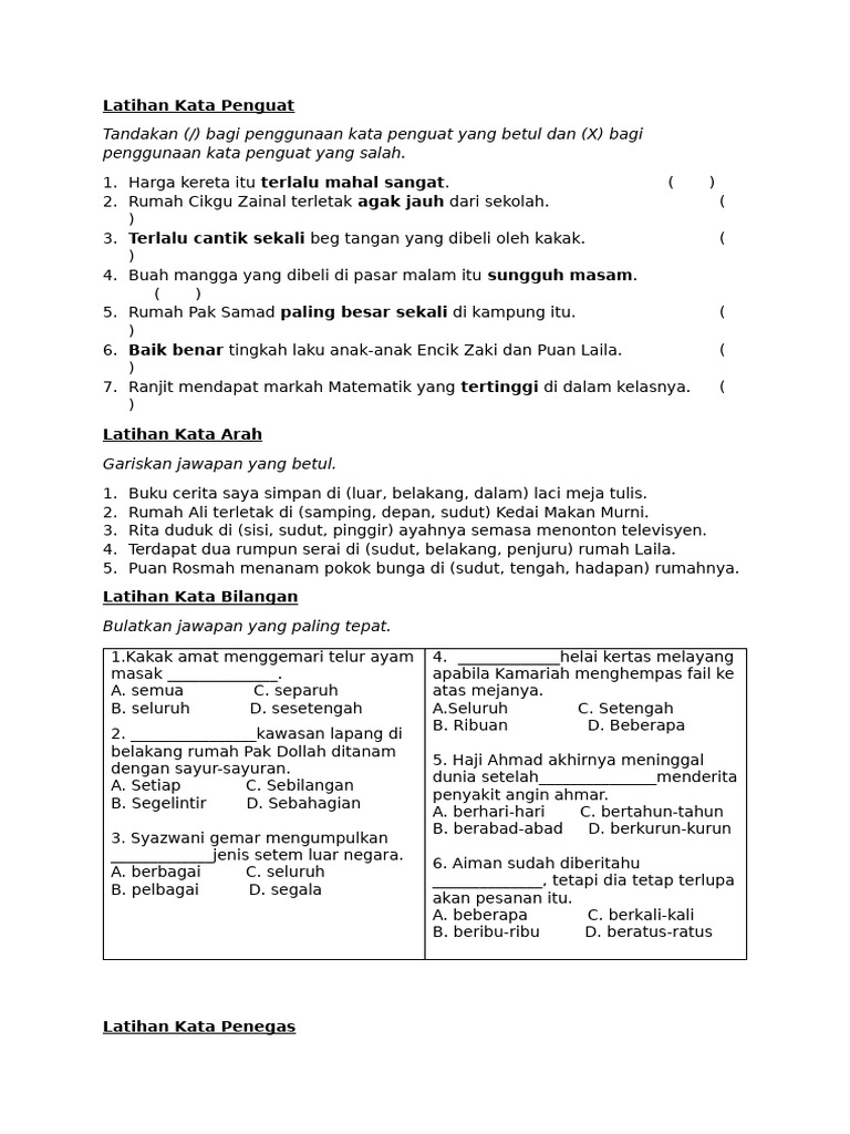 Latihan Kata Penguat | PDF