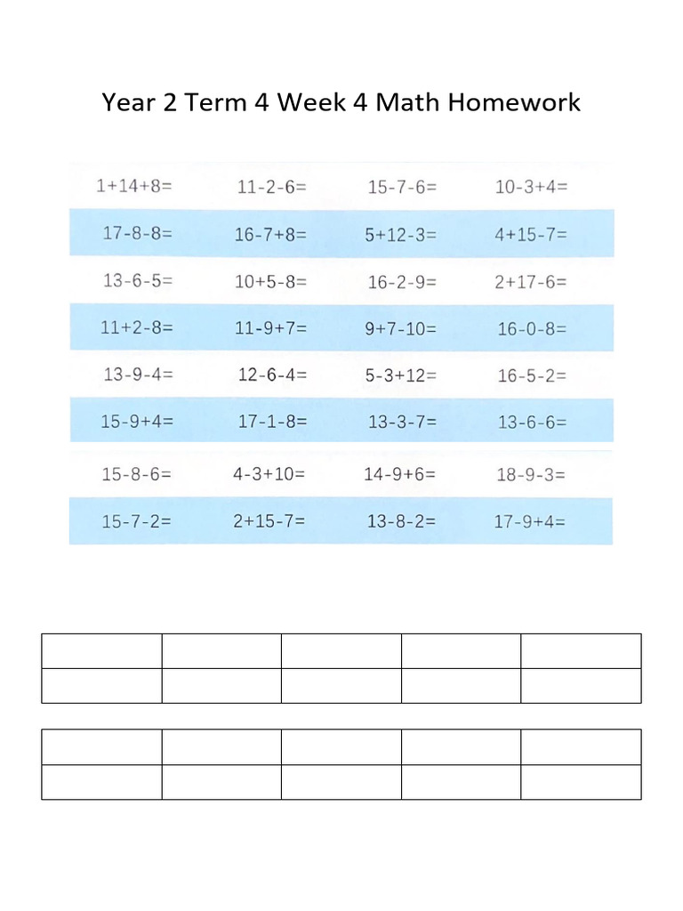 Y2T4 W4_Math Homework | PDF