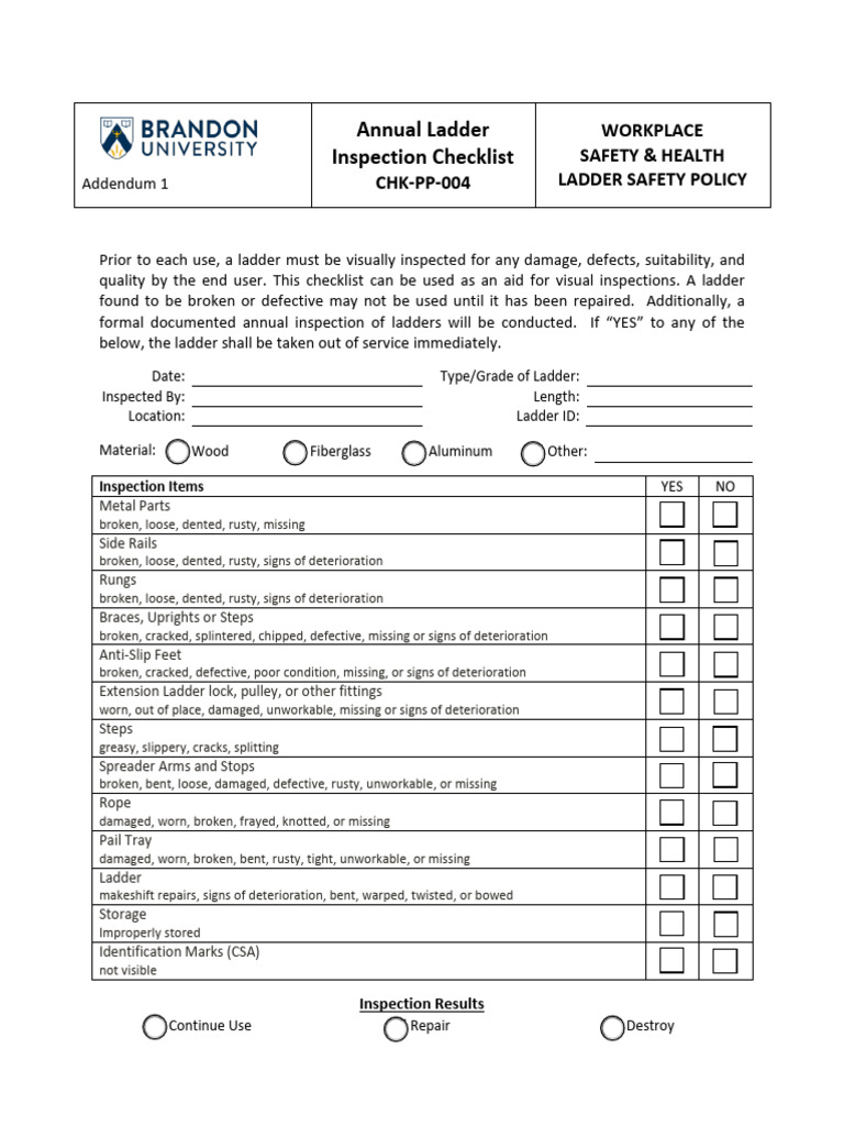 CHK-PP-004-Annual-Ladder-Inspection-Checklist-Fillable | PDF
