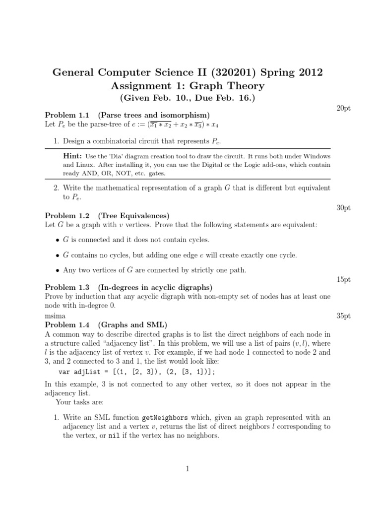 General Computer Science Ii 320201 Spring 2012 Assignment 1 Graph