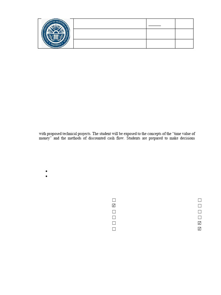 Course Outline ECO-130 Engineering Economics AP M Asad Updated 3rd ...