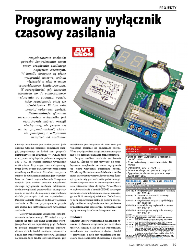 Programowany Wyłącznik Czasowy Zasilania: Niejednokrotnie Zachodzi Potrzeba Kontrolowania Czasu ...