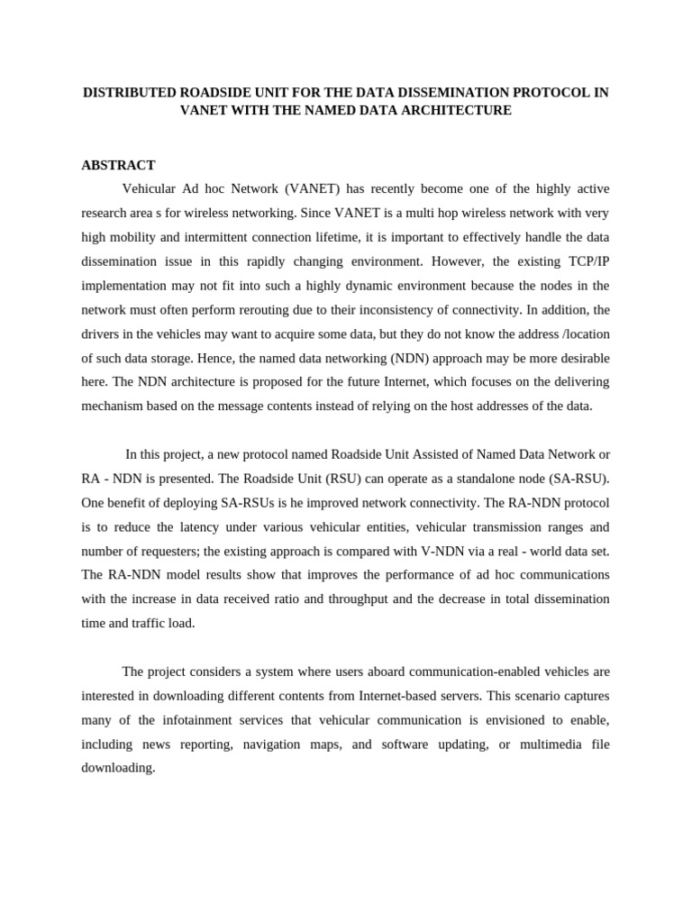 RoadSideUnit_VANET | PDF | Computer Network | Wireless Ad Hoc Network