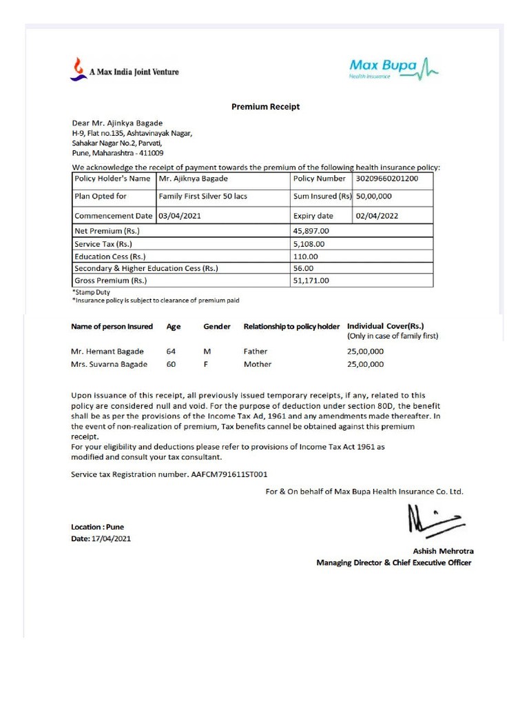 Mediclaim Slip | PDF