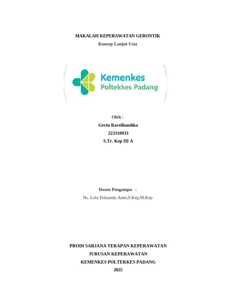 MAKALAH KONSEP LANSIA - Gevin Ravelliandika | PDF