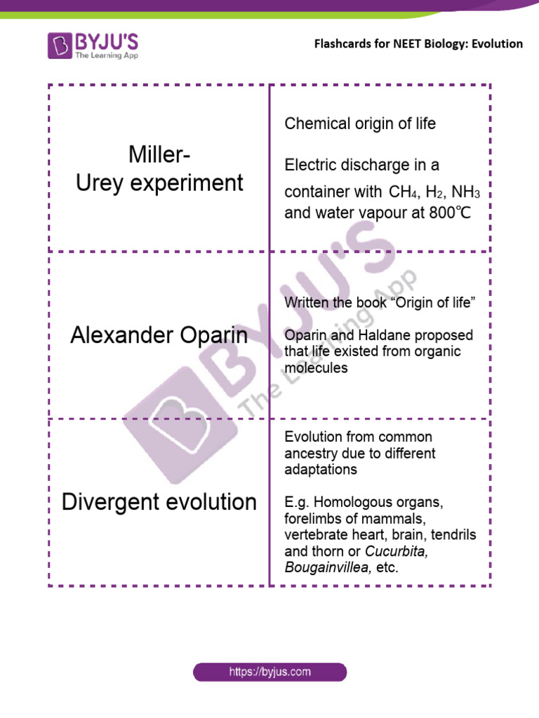 NEET Biology Flashcards: Evolution Concepts | PDF | Evolution | Homo