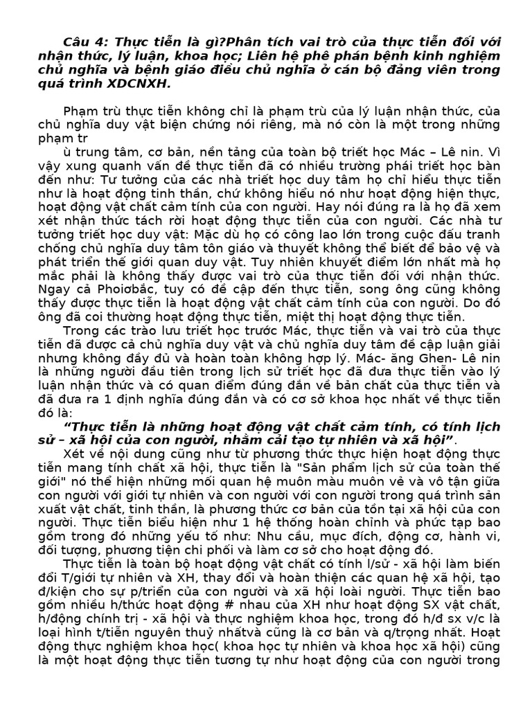 Cau 1 Ly Luan Ve Thuc Tien | PDF