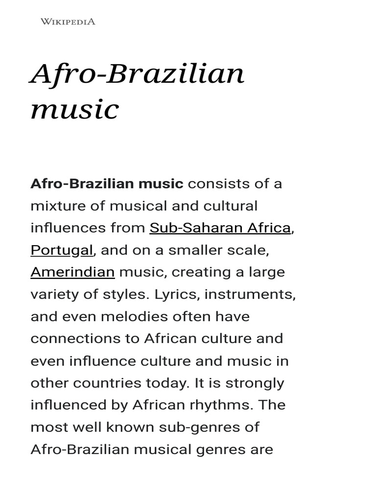 Afro-Brazilian Music - Wikipedia | PDF | Musicology