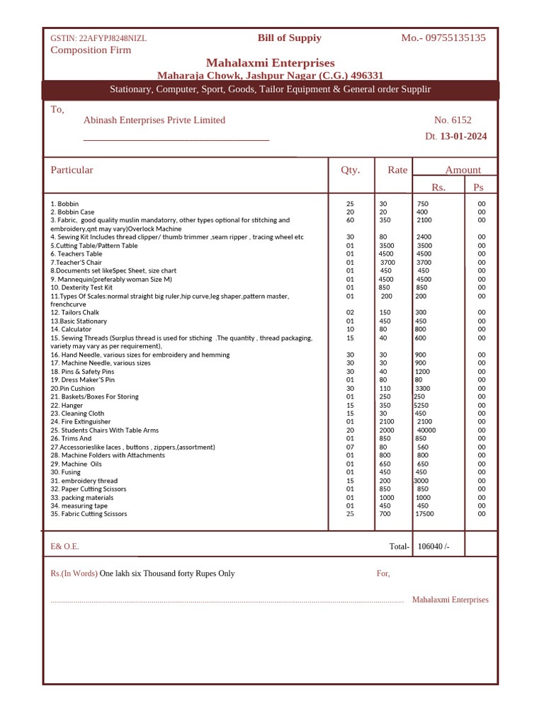 bill - Copy | PDF | Sewing | Textile Arts