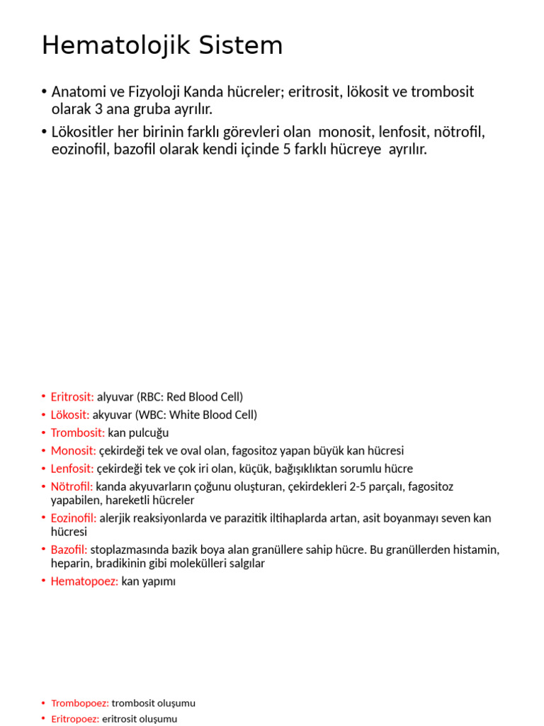 Hematolojik Sistem | PDF