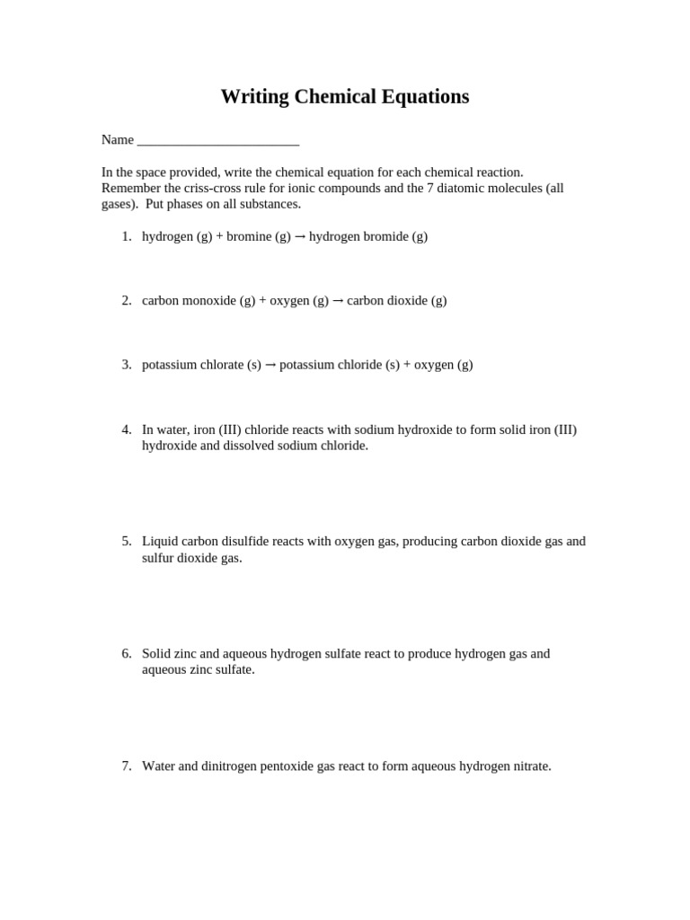 Writing_Chemical_Equations | PDF