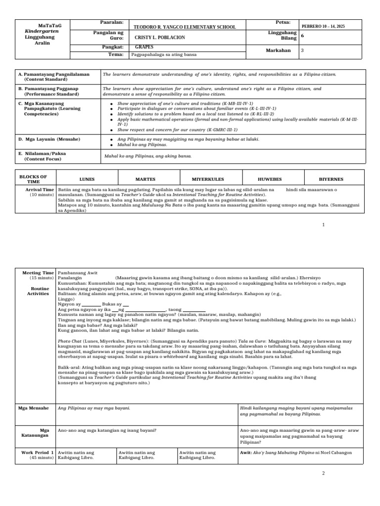 LE Kindergarten Q3 Week6 | PDF