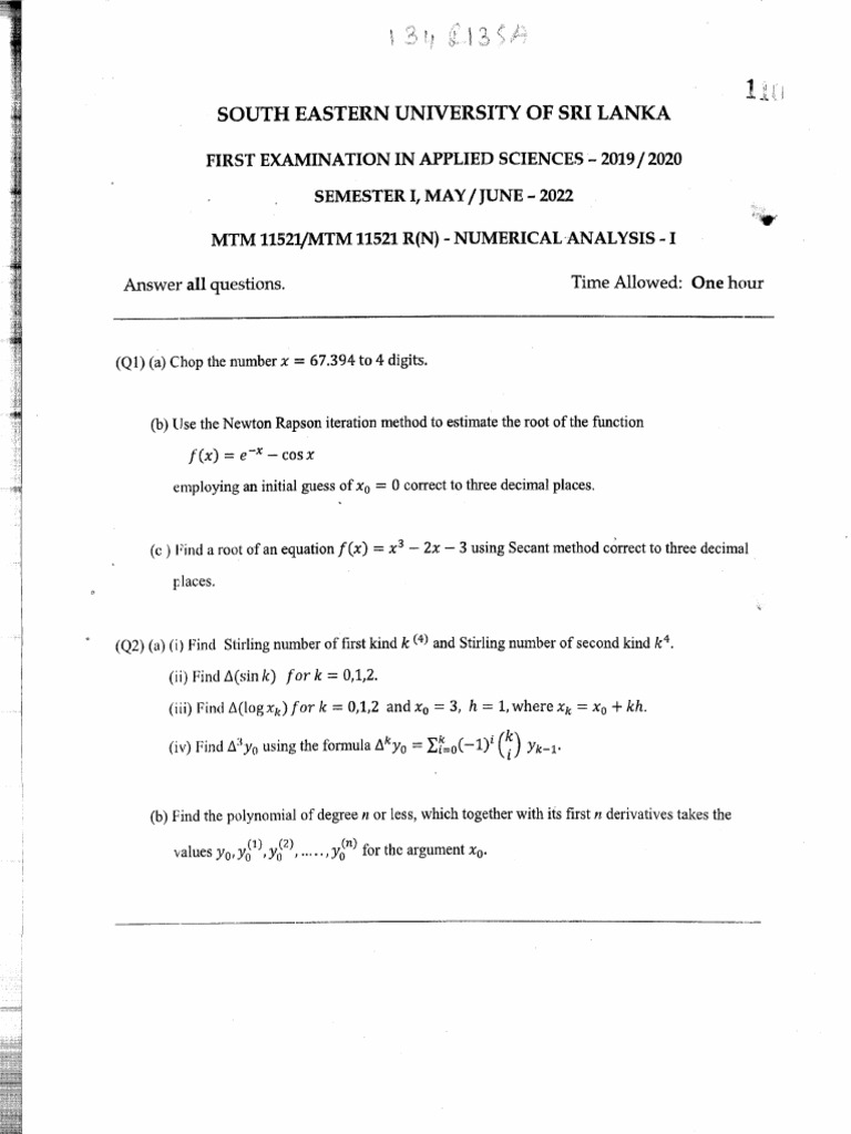 MTM 11521 Numerical Analysis 1 | PDF