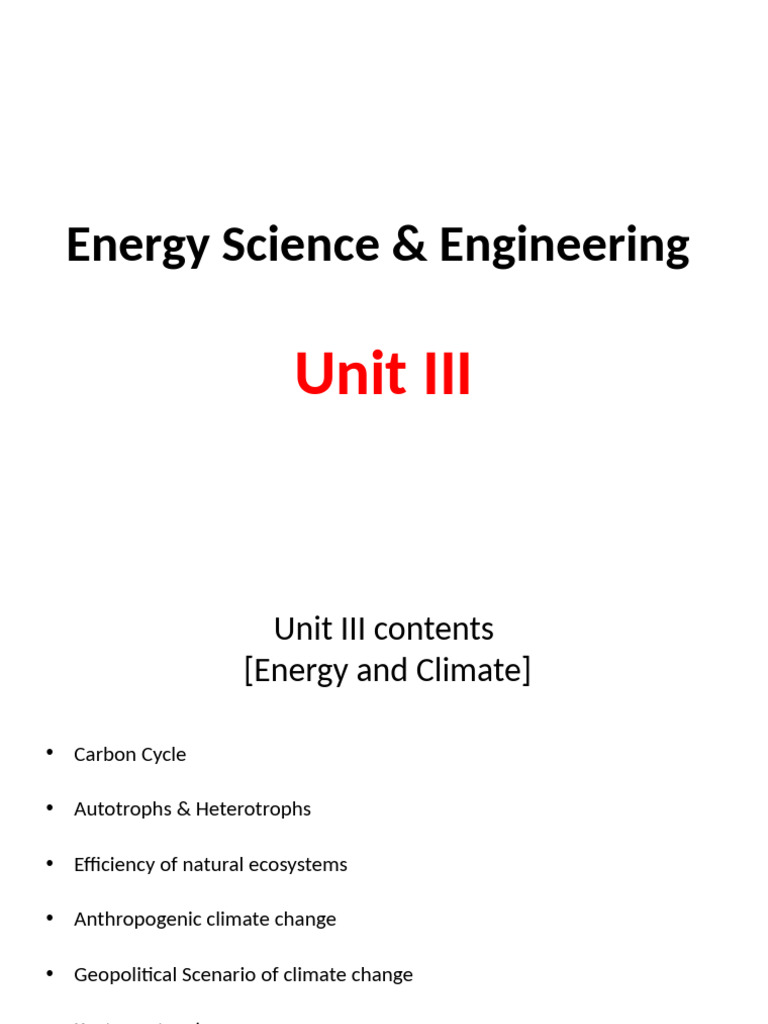 Ese PPT Unit III | PDF | Carbon Cycle | Greenhouse Gas