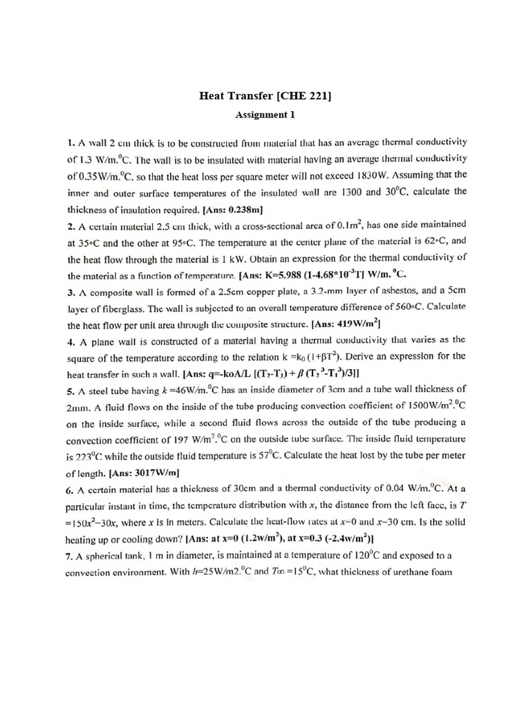 Heat Transfer Assignment 1 Overview | PDF