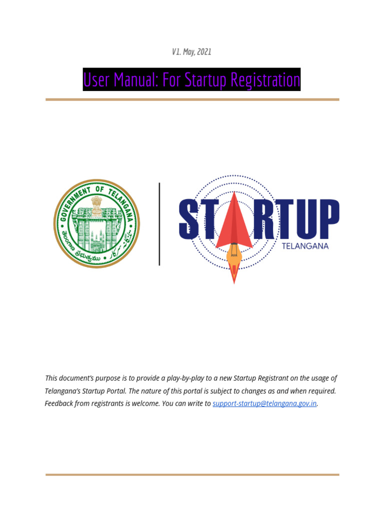 Startup - Telangana - Updated-User-Manual | PDF | Cyberspace | Computing