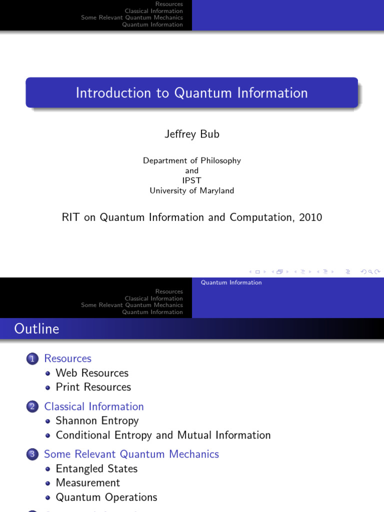 Intro Quant Info | PDF | Information | Theoretical Computer Science