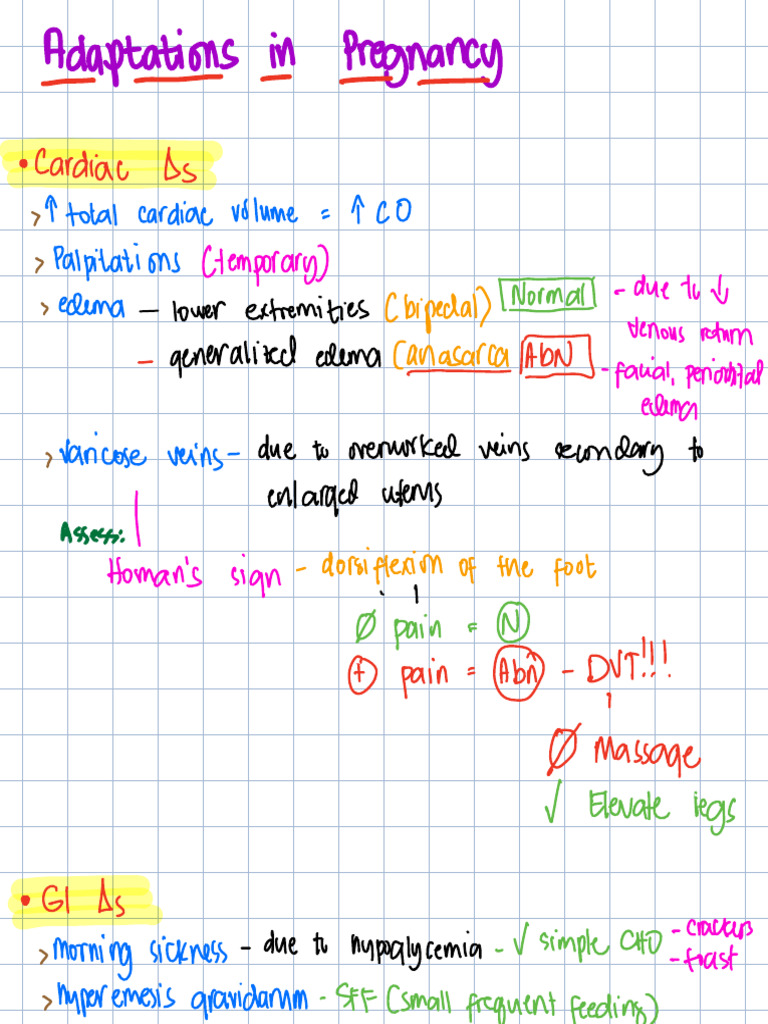 OB Normal Adaptations in Pregnancy | PDF | Pregnancy | Vagina