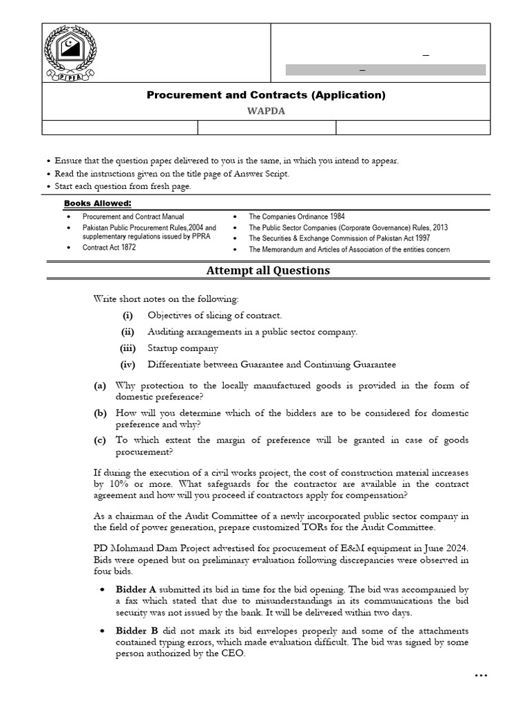 Winter 2024 Procurement Exam Details | PDF | Audit | Economies