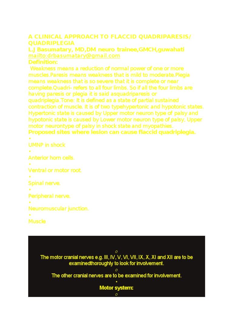 Clinical Insights on Flaccid Quadriparesis | PDF | Peripheral ...