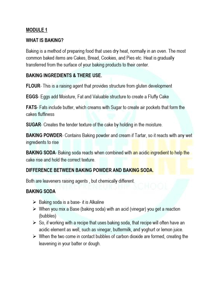 Baking Basics: Ingredients & Tools Guide | PDF | Baking Powder | Baking