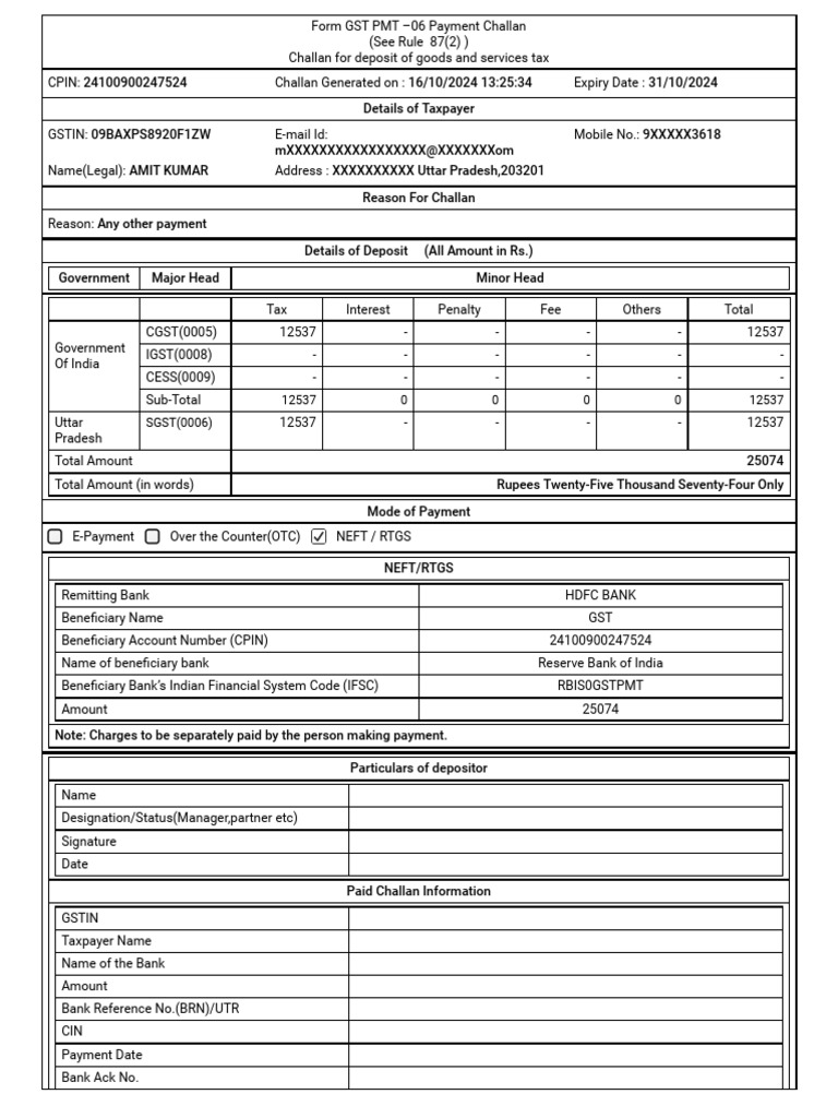 GST-CHALLAN (3) | PDF | Cheque | Payments