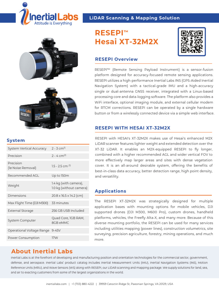 RESEPI-Hesai-XT-32M2X Datasheet Rev-1.02 Aug 2023 | PDF | Inertial Navigation System | Lidar