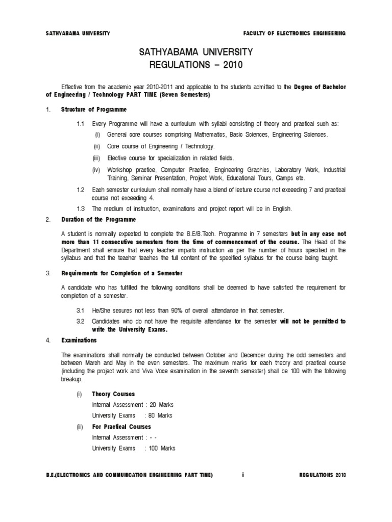 ECE Regulations and Curriculum 2010 | PDF