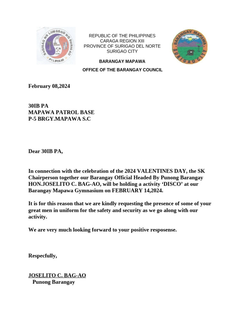 Request Letter For Safety | PDF