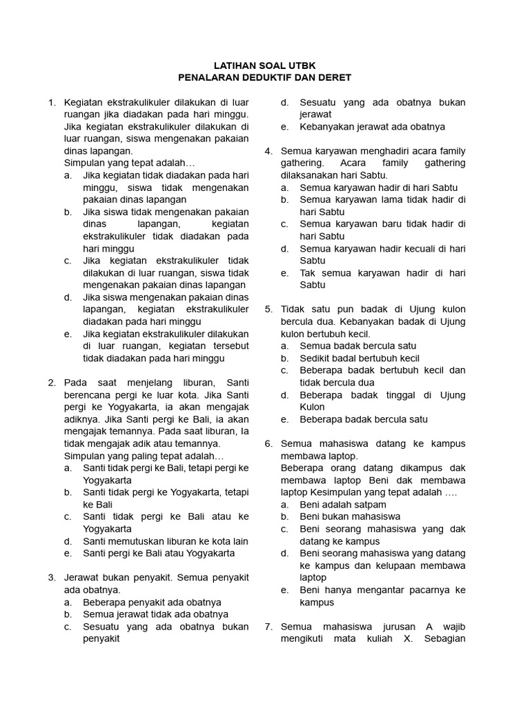 Simpulan Latihan Soal UTBK | PDF