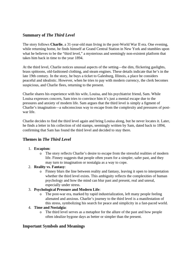 The Third Level: Escapism and Nostalgia | PDF | Psychology ...