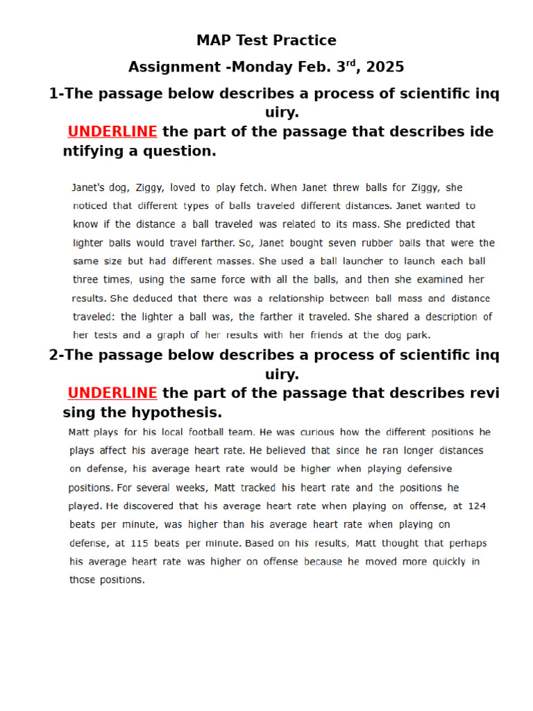 MAP Practice Feb.3rd | PDF