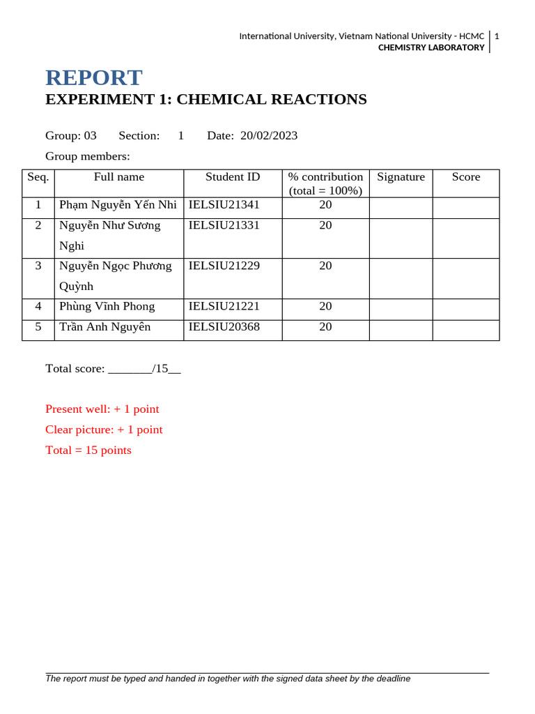 GR03_REPORT_WEEK1 | PDF | Chemical Reactions | Redox