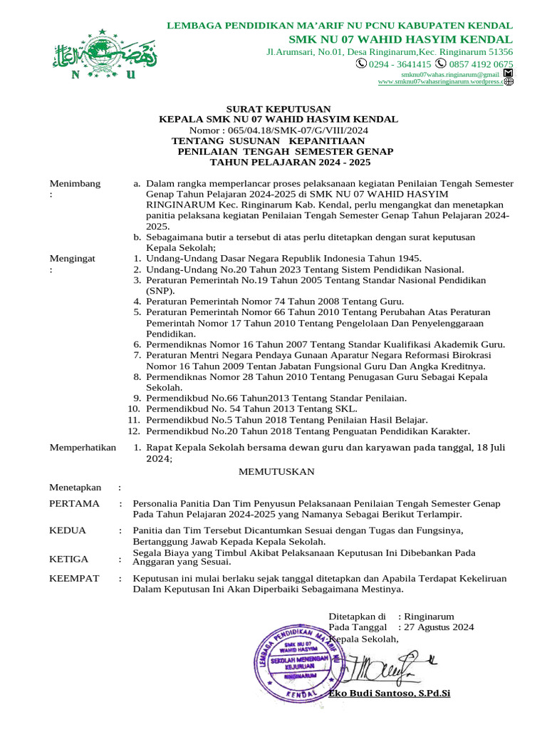 SK PANITIA PTS Genap | PDF