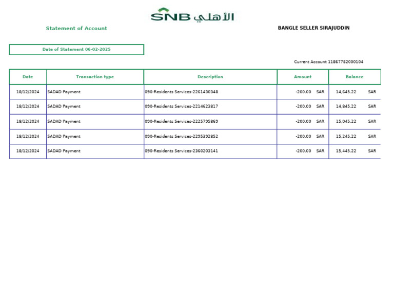 Transaction Table | PDF
