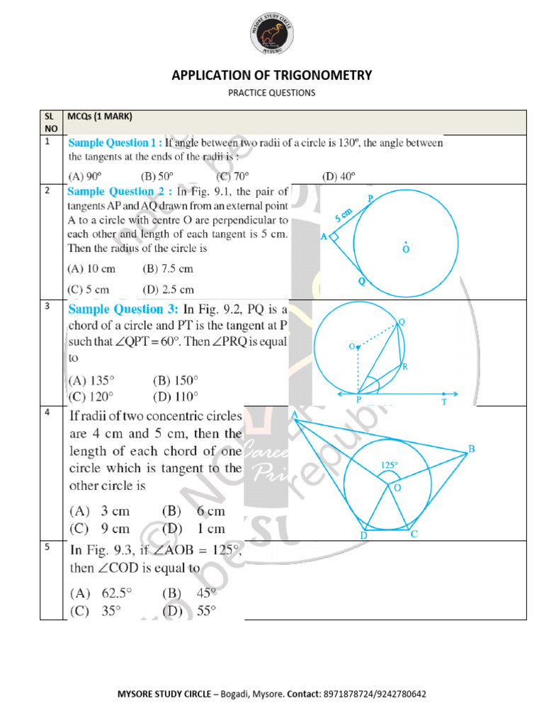 2023 Circles Question Bank | PDF | Circle | Triangle Geometry